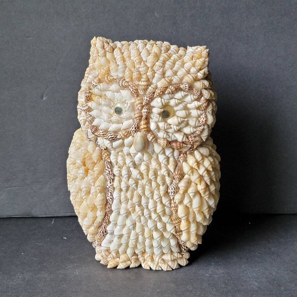Accents | Vintage Seashell Owl Figurine Shell Art 75 Tall Folk Art ...